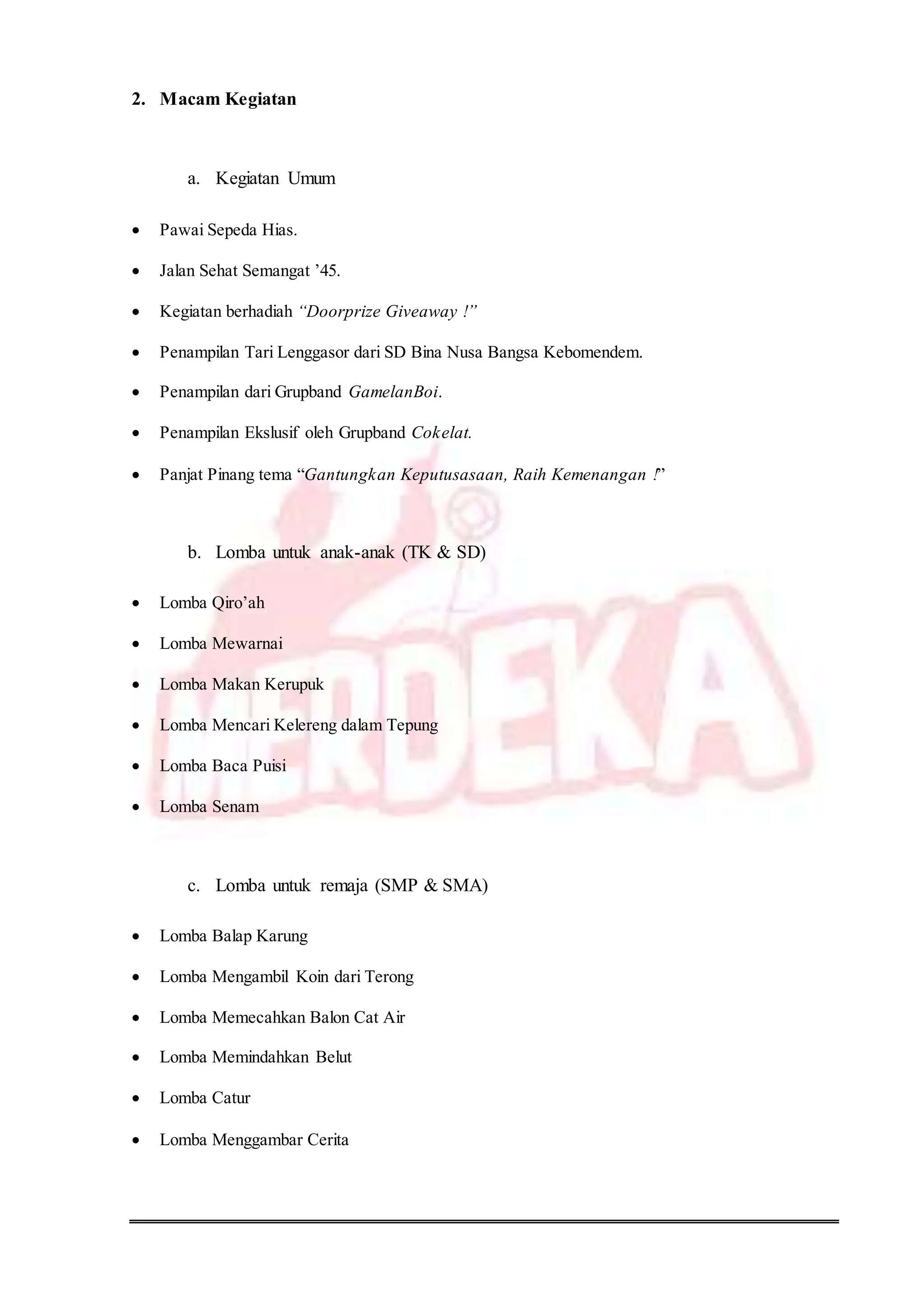 Proposal peringatan hari ulang tahun | PDF Proposal peringatan hari ulang tahun | PDF