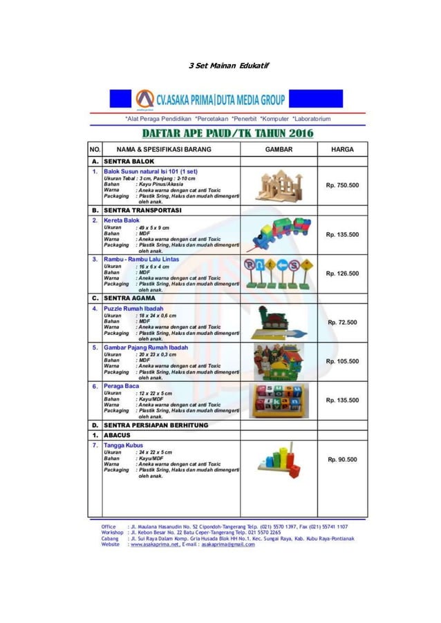 Proposal permohonan bantuan alat mainan paud saqura | DOCX