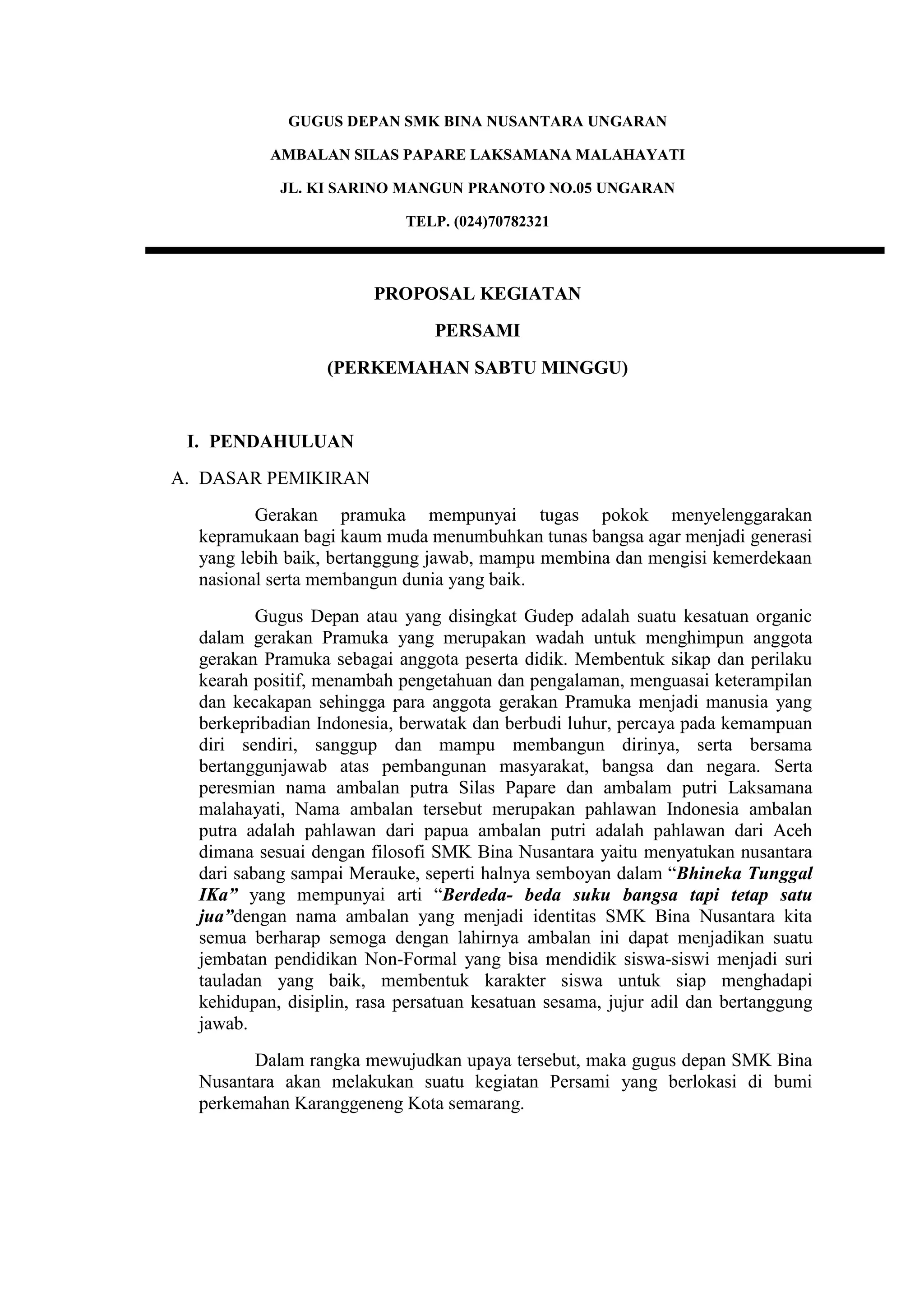 Contoh Proposal persami | DOCX