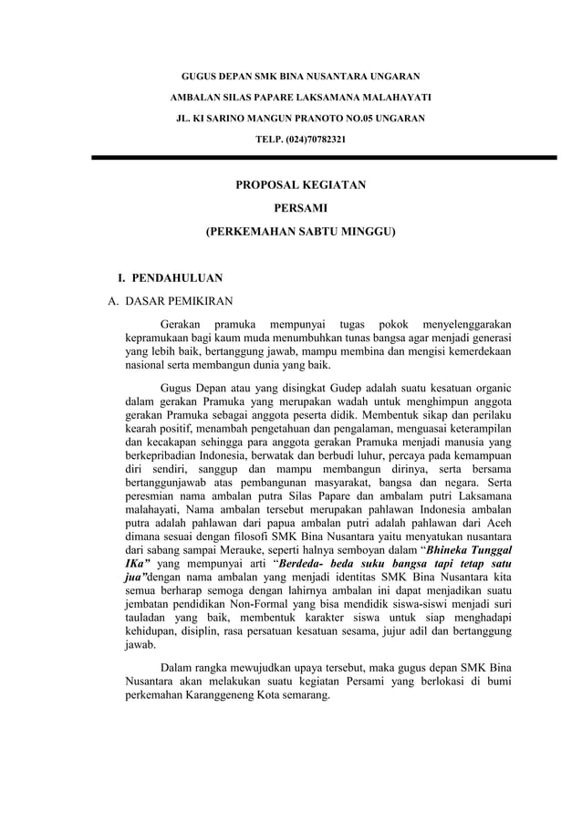 Contoh Proposal persami | PDF