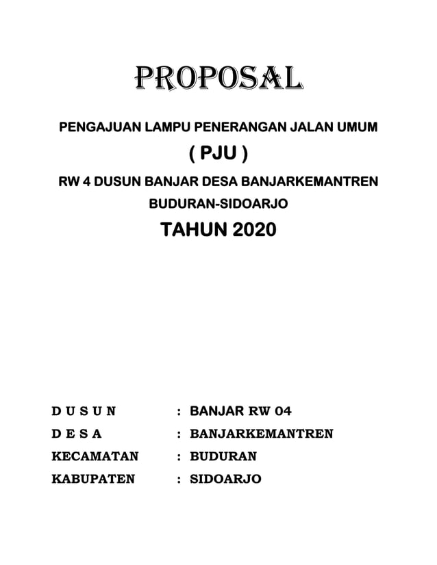 Proposal pju rw 4 dusun banjar | PDF
