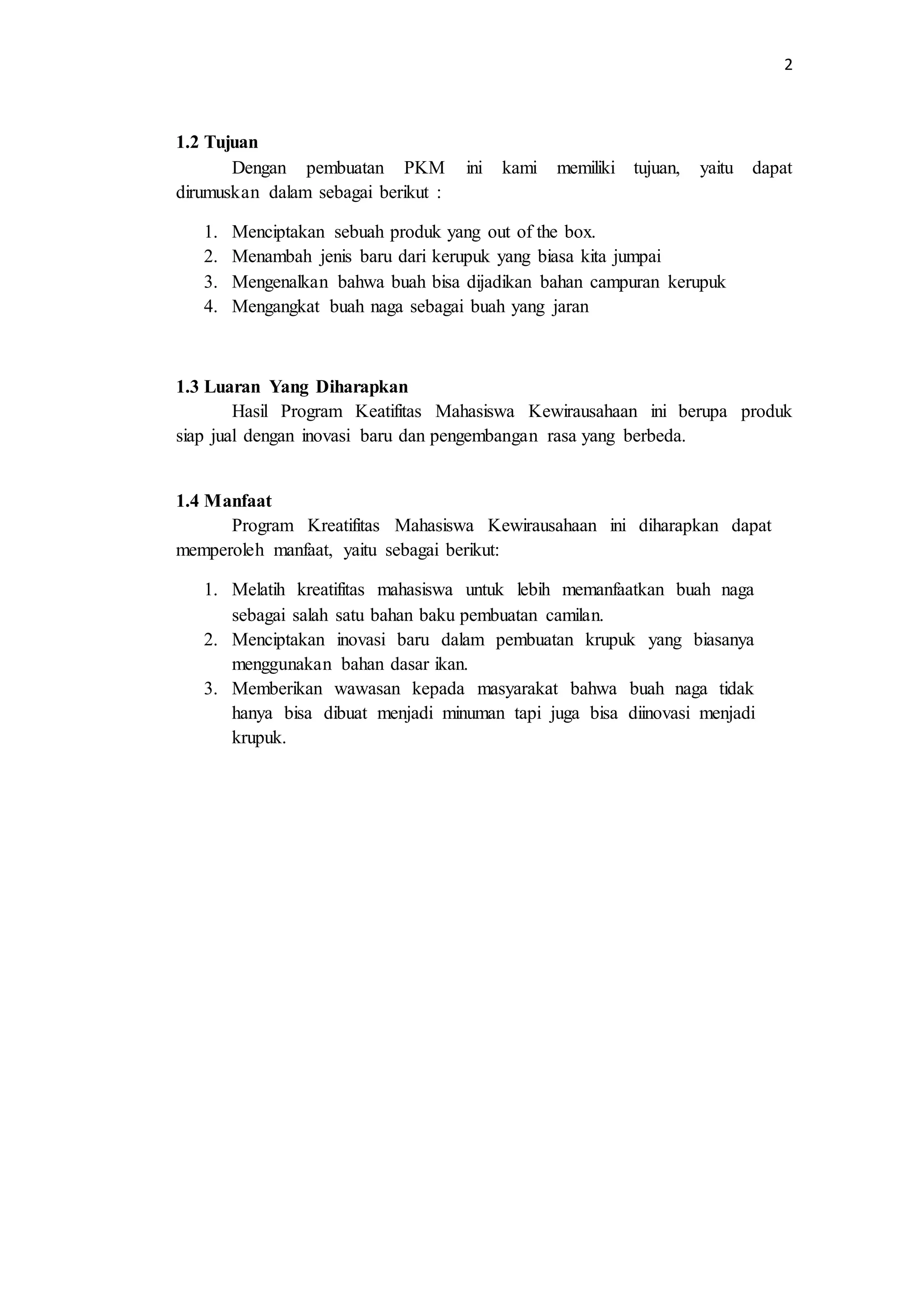 Proposal PKMK “KEBUNAGA” ( KERUPUK BUAH NAGA ) | DOCX