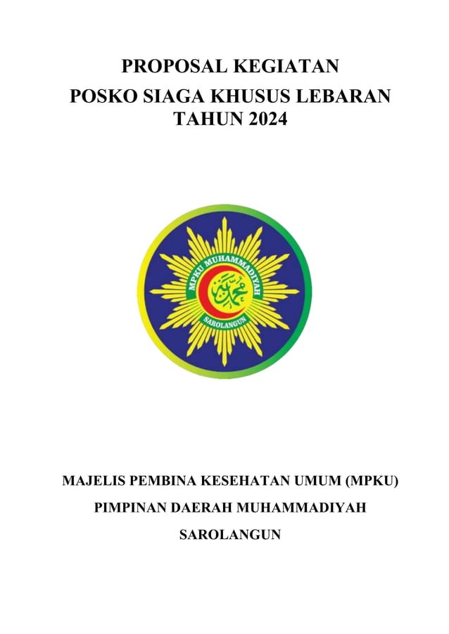 Proposal Posko Siaga Khusus lebaran 2024 | DOCX