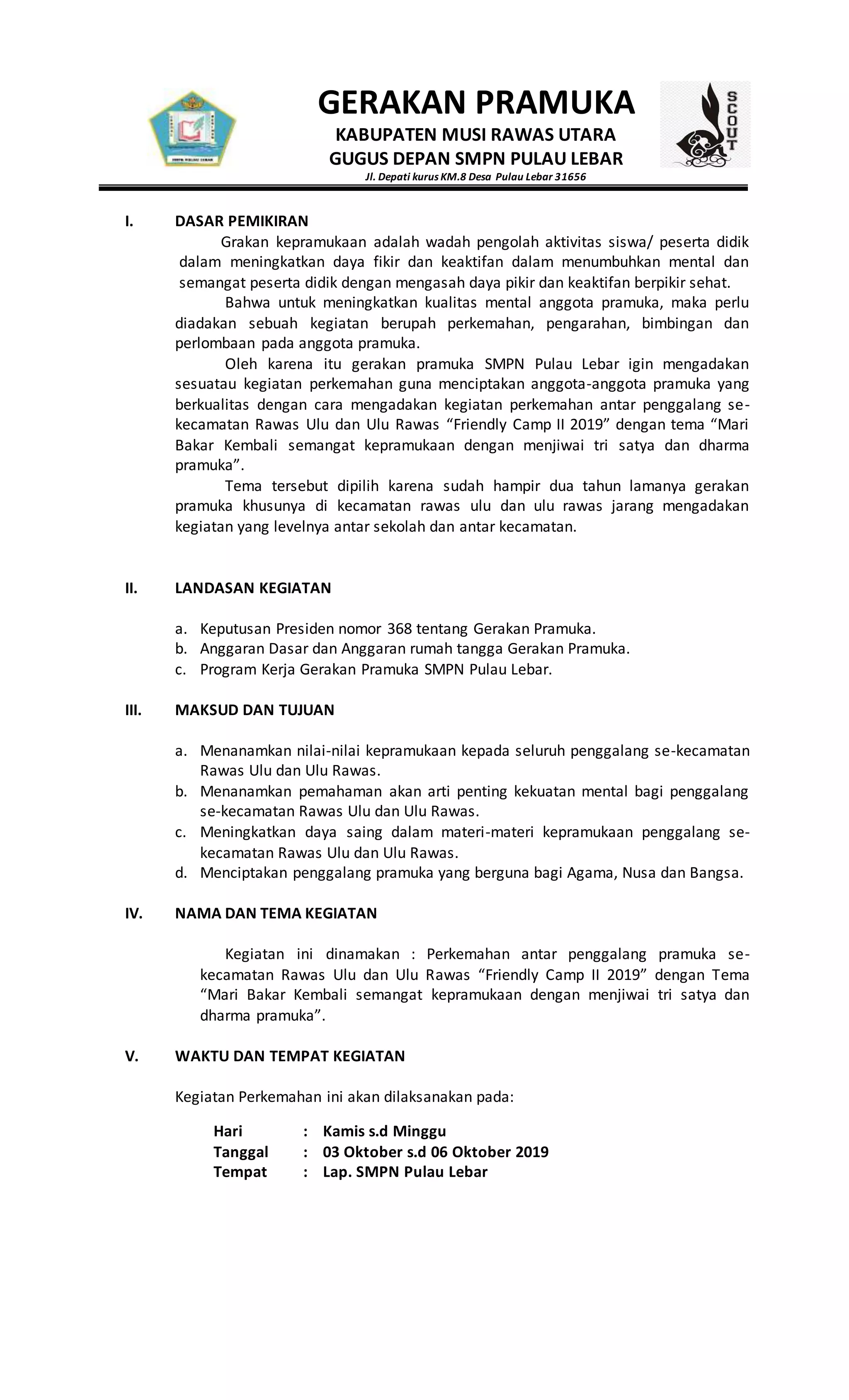 Proposal pramuka | PDF