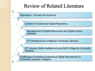 Adoption of institutional digital repositry: A thesis proppsal | PPT