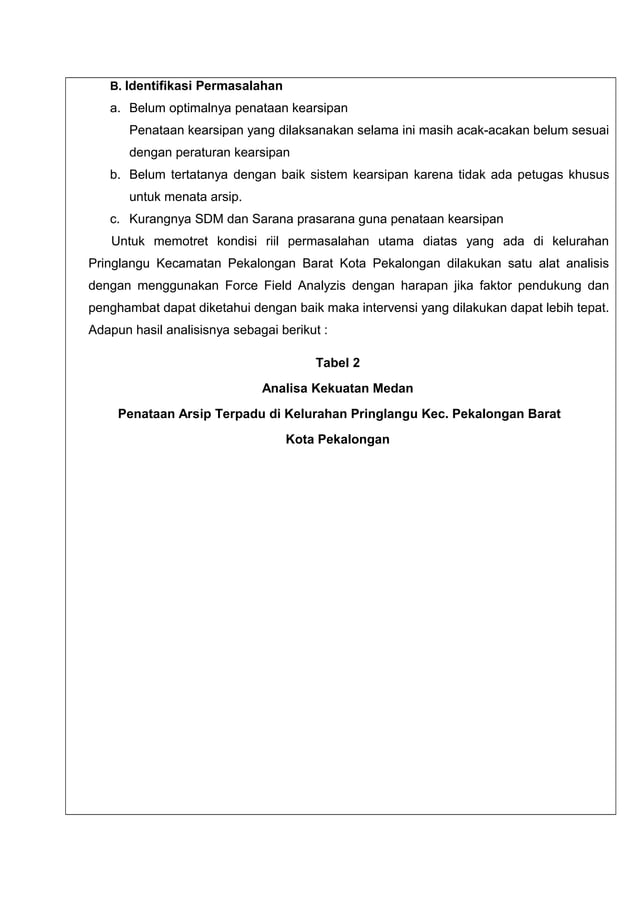 PROPOSAL PROYEK PERUBAHAN. Penataan Arsip Terpadu | DOC