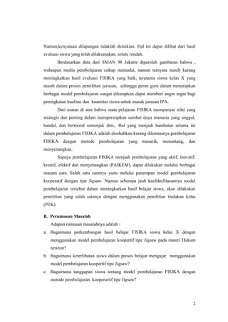 Proposal PTK Fisika Hukum Newton | DOCX