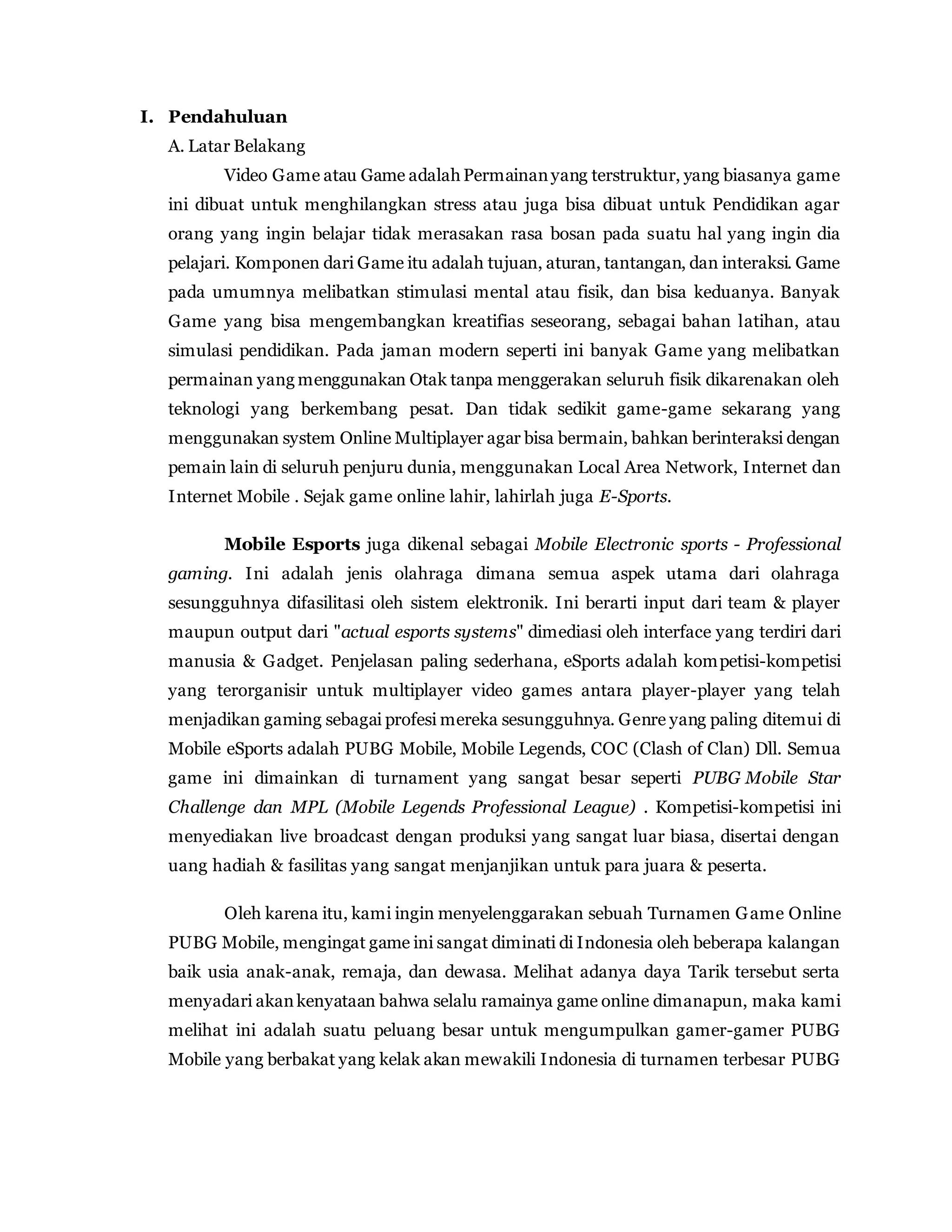 Proposal pubg mobile hipmi | DOC