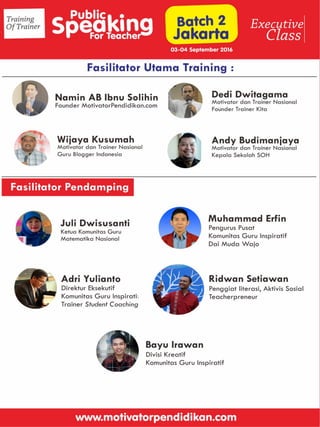 Proposal public speaking for teacher batch 2 Jakarta | PDF