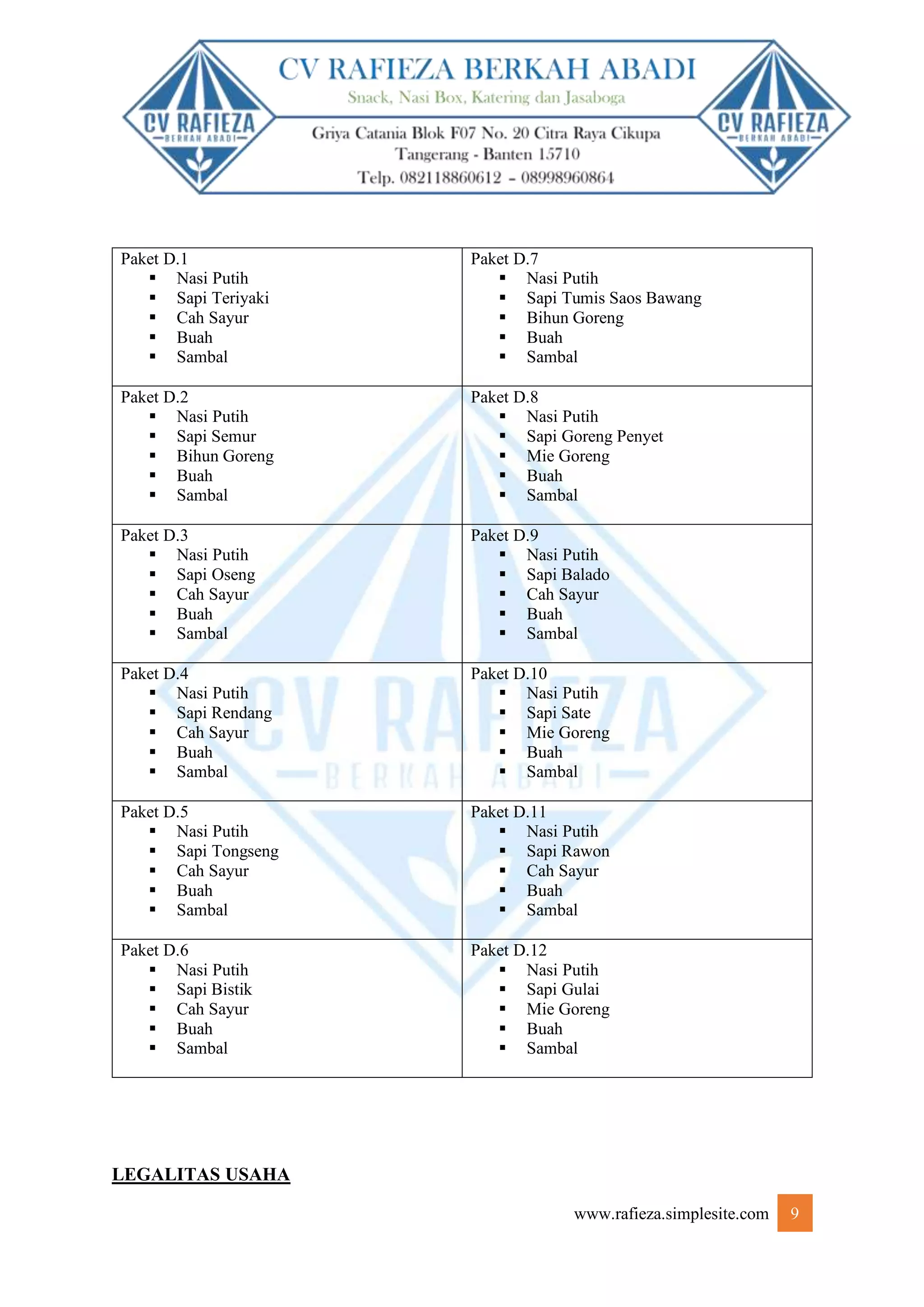 Proposal Bisnis Katering | Jasa Boga | Kuliner | Makanan | Snack ...