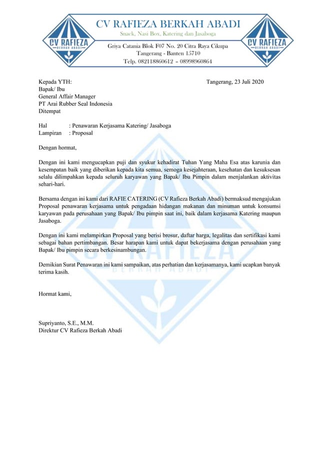 Proposal Bisnis Katering | Jasa Boga | Kuliner | Makanan | Snack ...