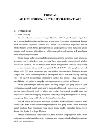 Proposal Aplikasi WEB Rental Mobil | DOC