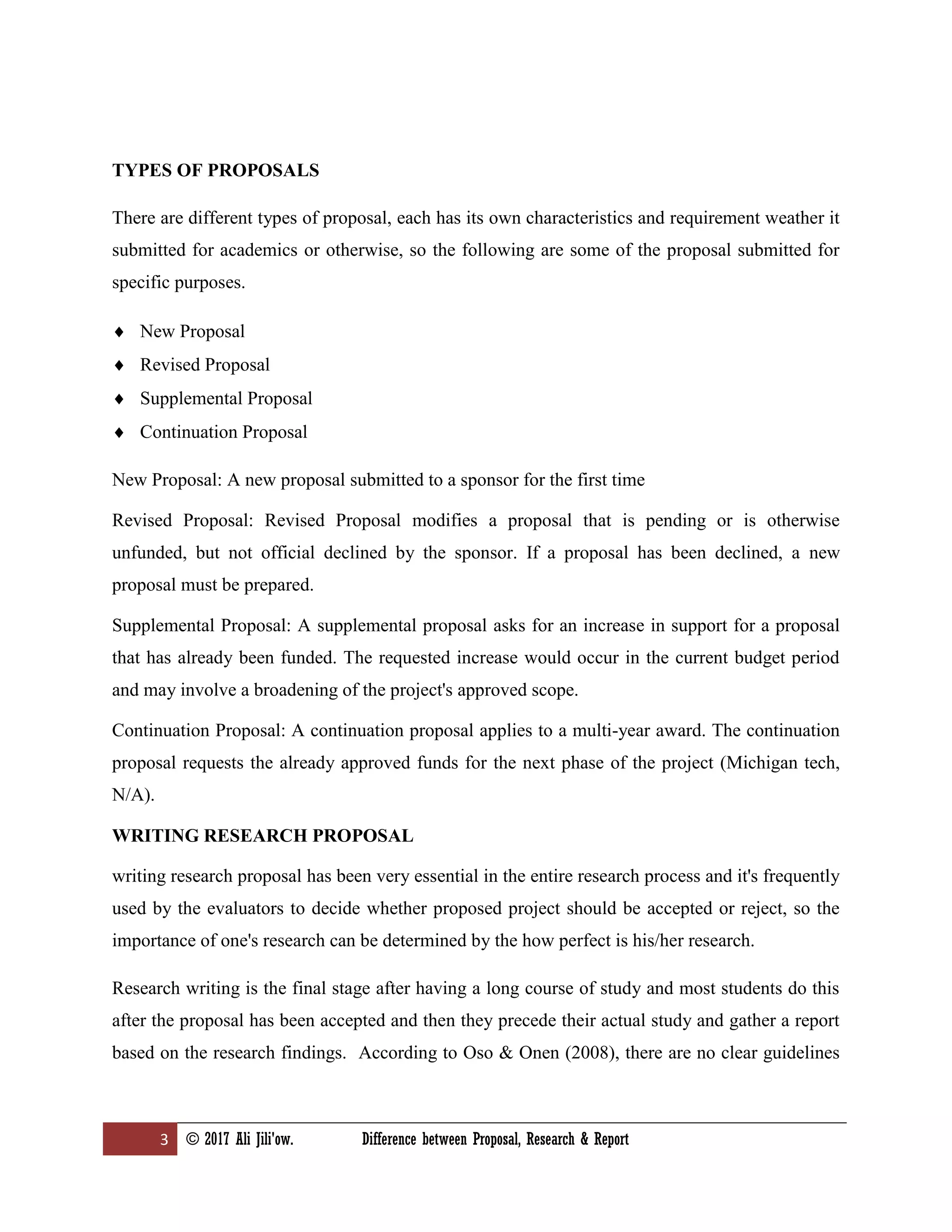 DIFFERENCE BETWEEN PROPOSAL, RESEARCH & REPORT | PDF