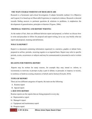 DIFFERENCE BETWEEN PROPOSAL, RESEARCH & REPORT | PDF