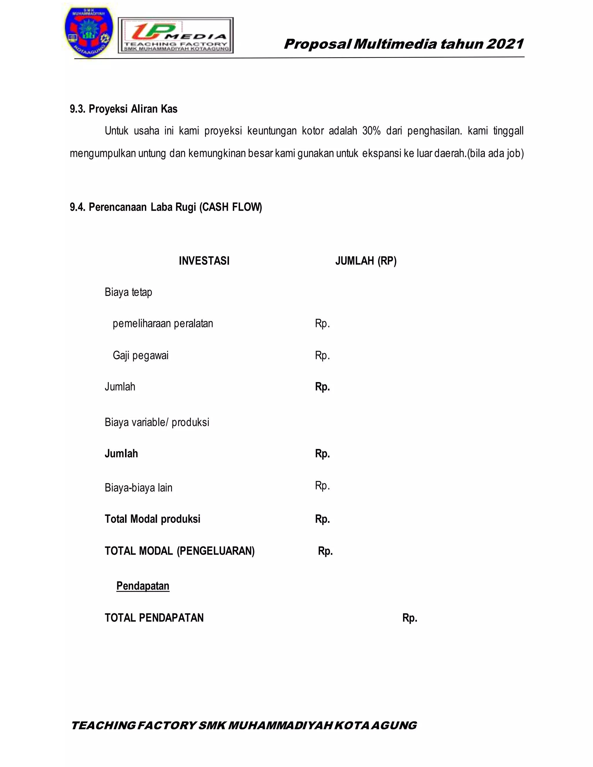 Proposal resmi tefa multimedia | PDF