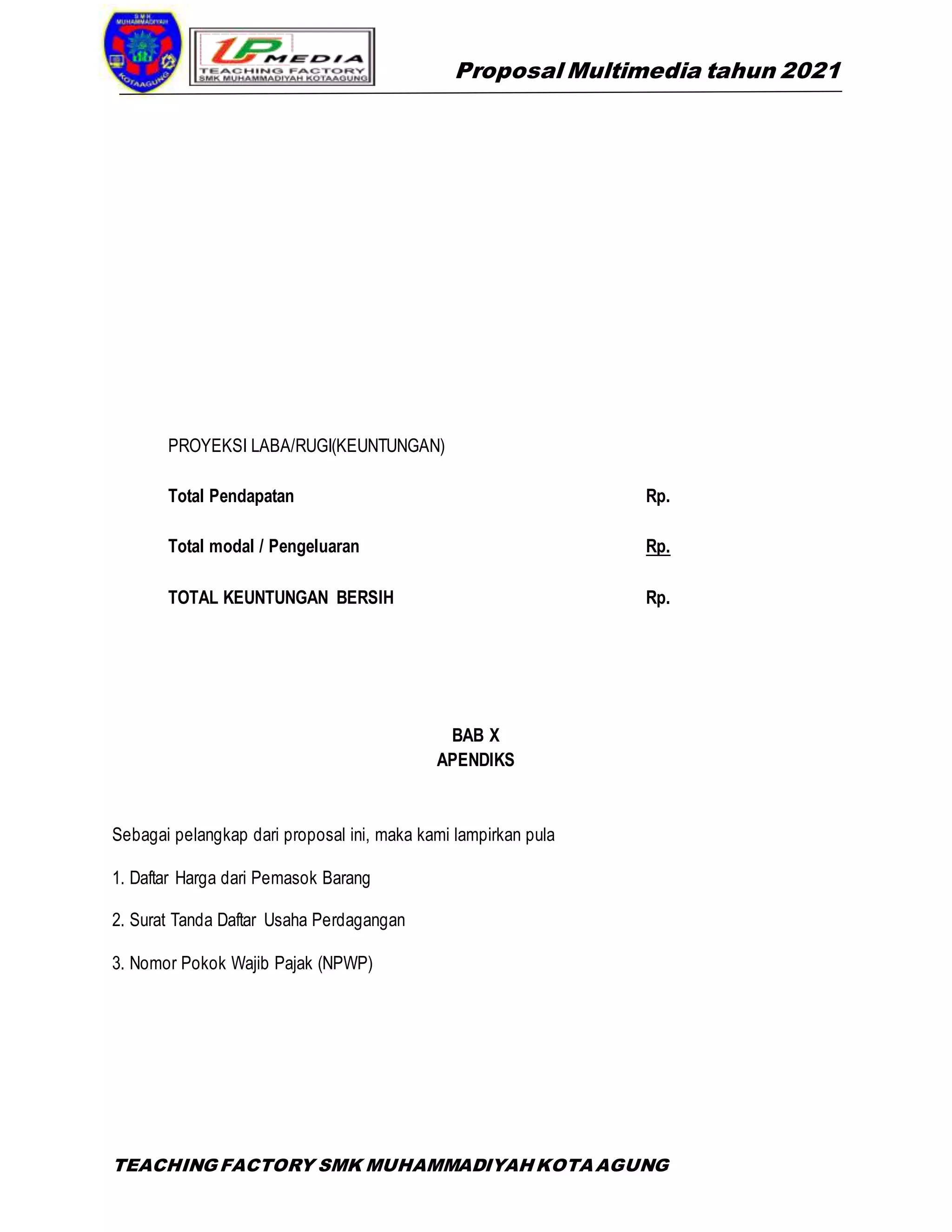 Proposal resmi tefa multimedia | PDF