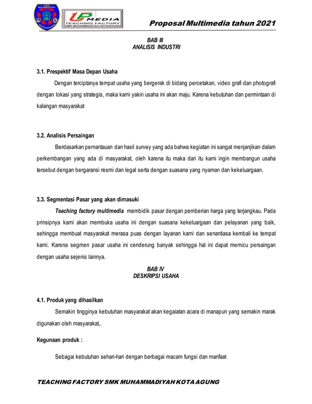 Proposal resmi tefa multimedia | PDF