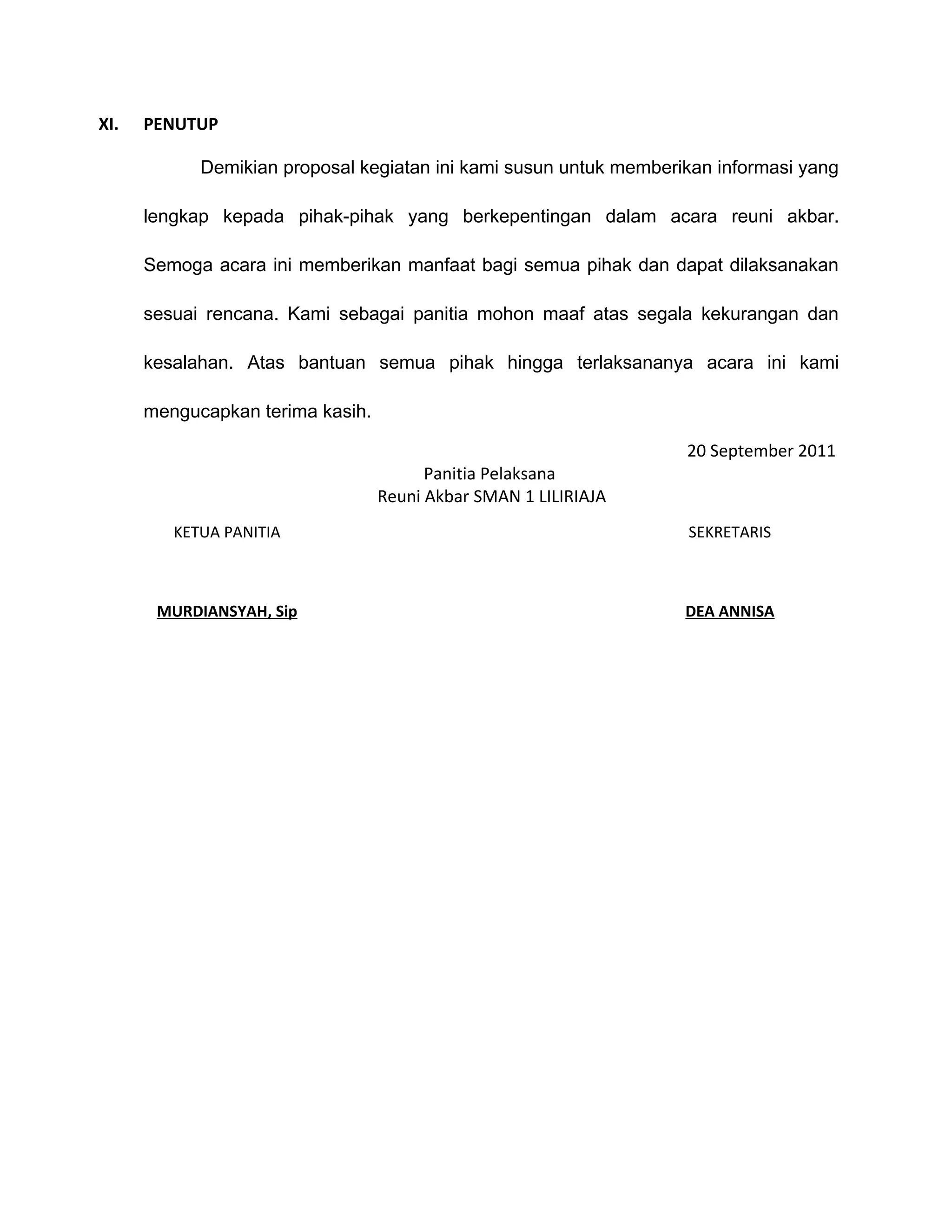 Proposal reuni akbar sman 1 liliriaja (1983 2013) | DOC