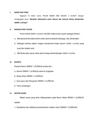 Proposal reuni akbar sman 1 liliriaja (1983 2013) | DOC