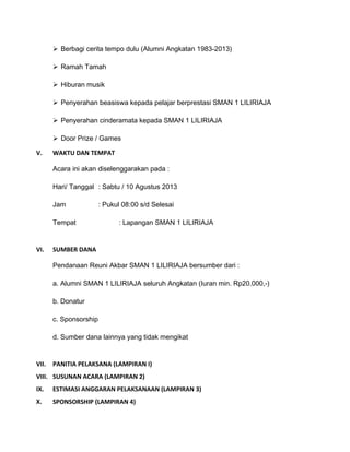 Proposal reuni akbar sman 1 liliriaja (1983 2013) | DOC