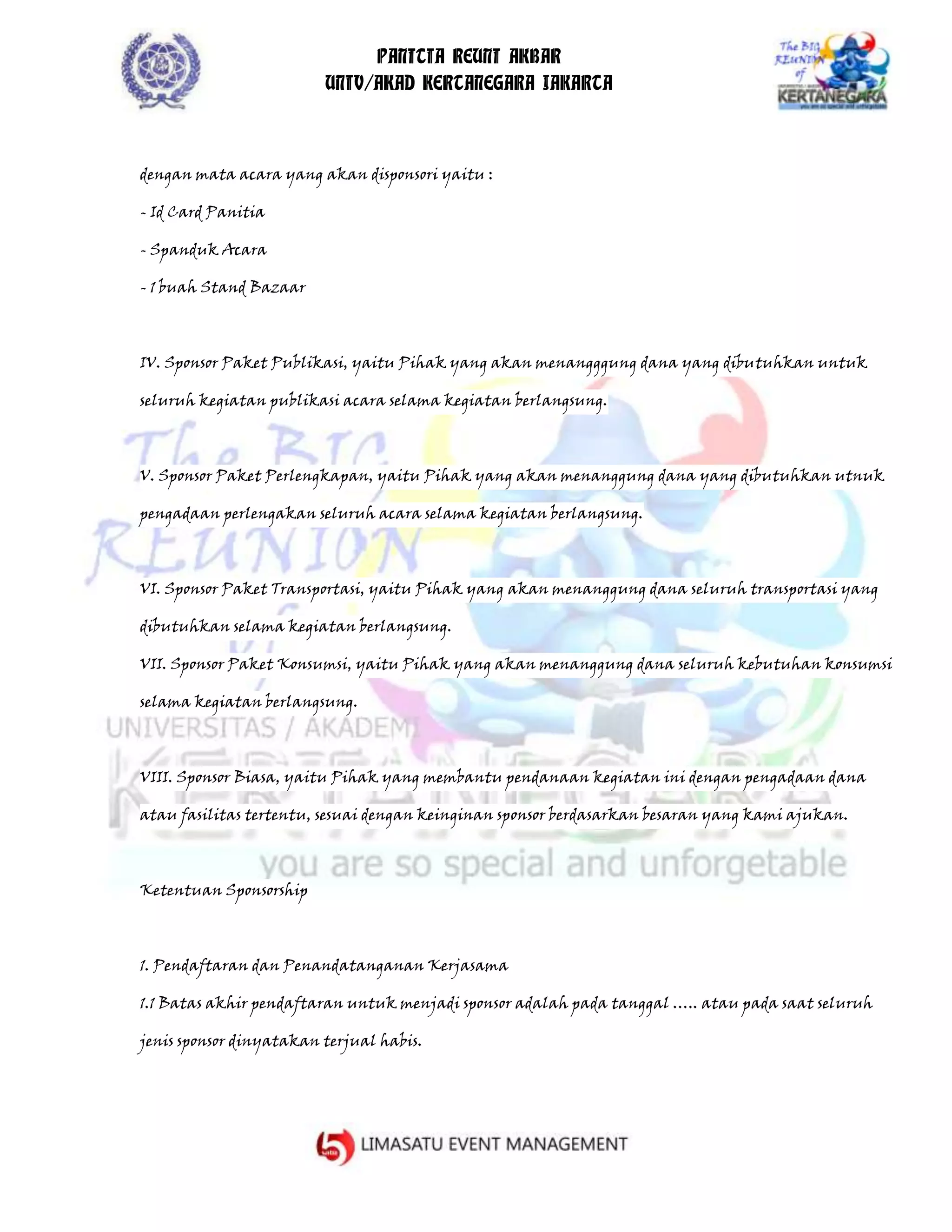 Proposal reuni akbar universitas kertanegara | DOCX