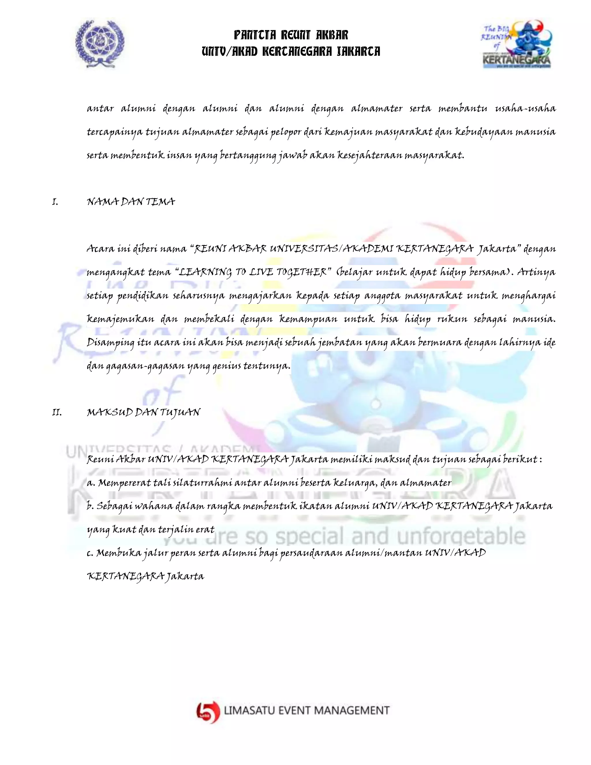 Proposal reuni akbar universitas kertanegara | DOCX