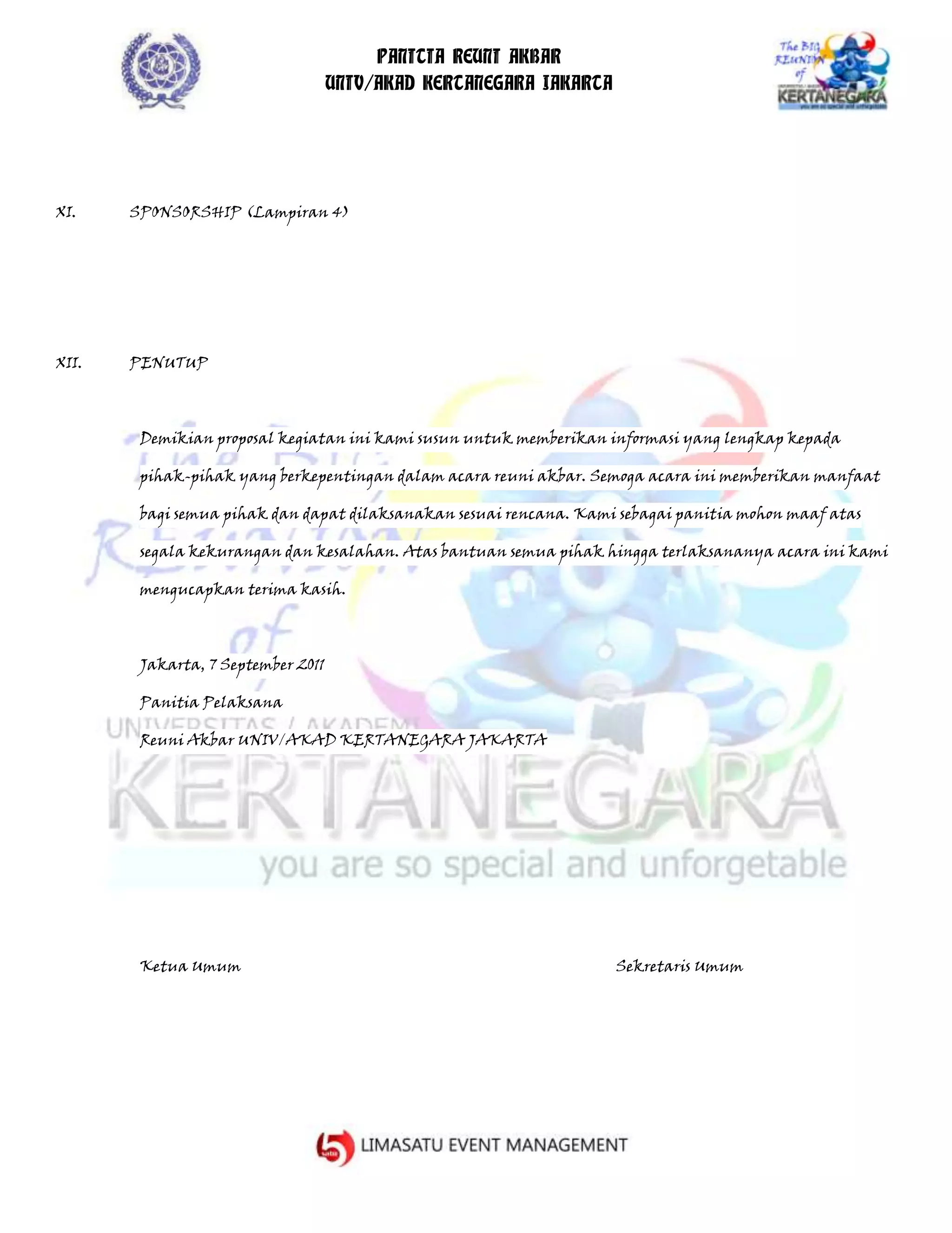Proposal reuni akbar universitas kertanegara | DOCX