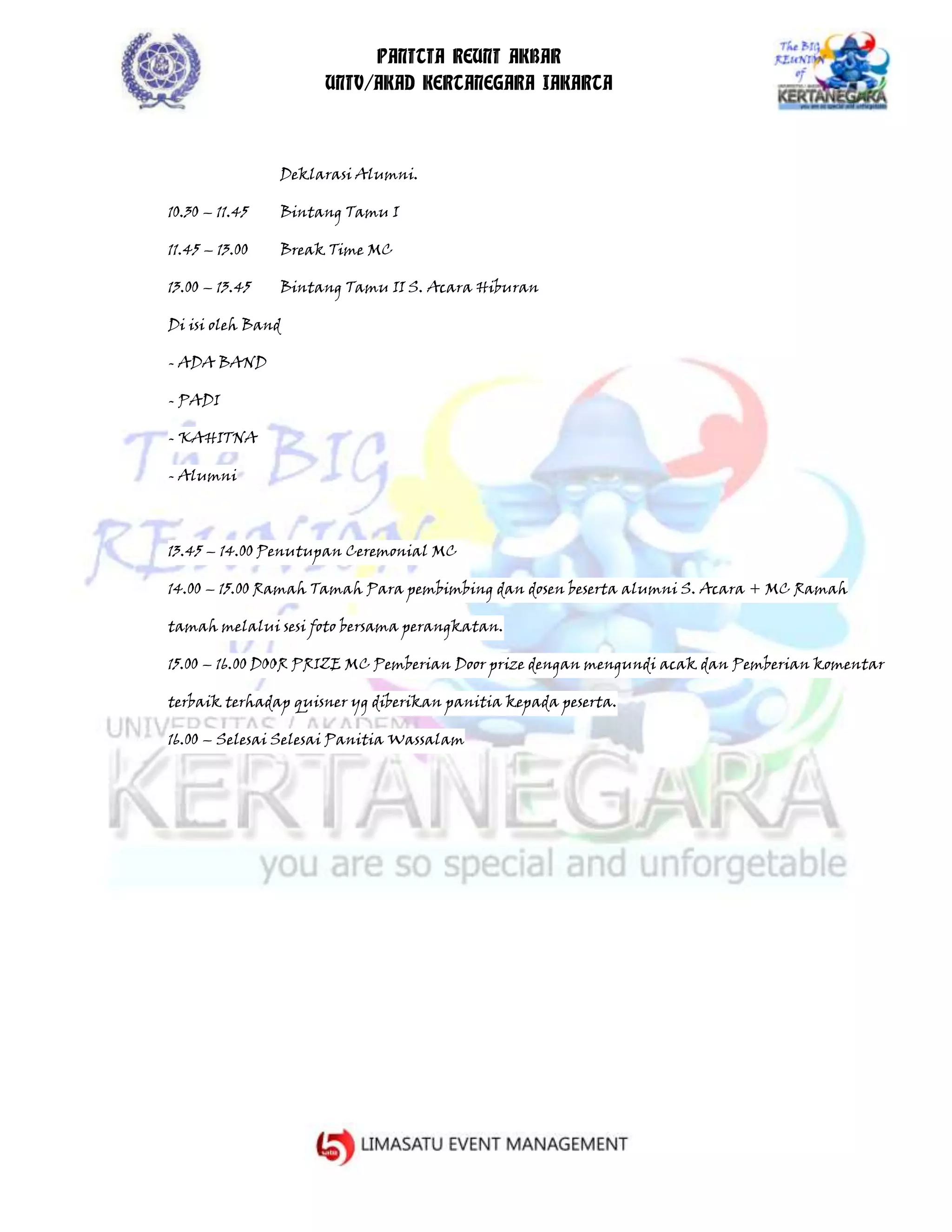 Proposal reuni akbar universitas kertanegara | DOCX