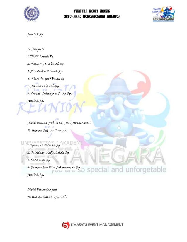 Proposal reuni akbar universitas kertanegara | DOCX