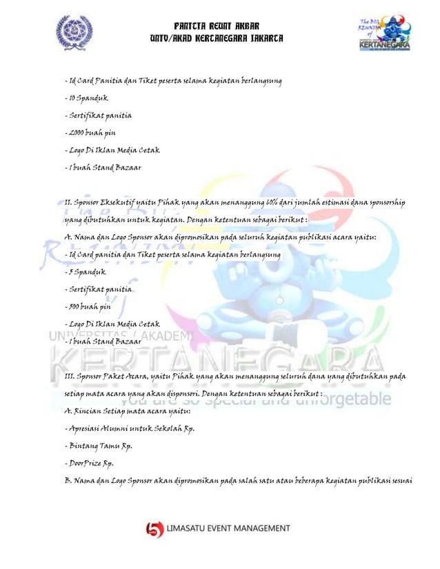 Proposal reuni akbar universitas kertanegara | DOCX