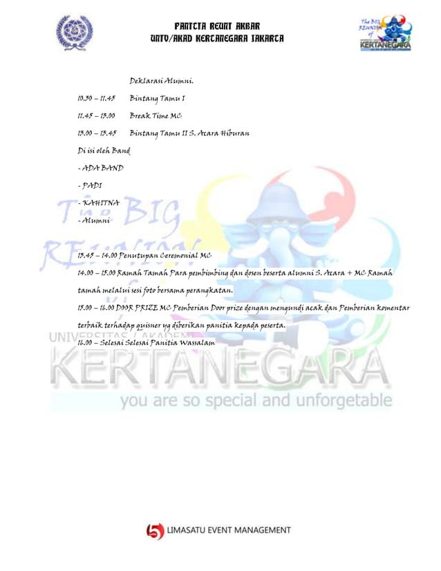 Proposal reuni akbar universitas kertanegara | DOCX