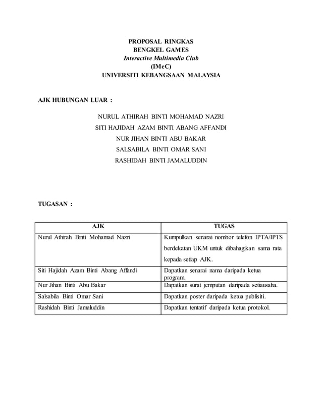 Proposal ringkas HBL | DOCX