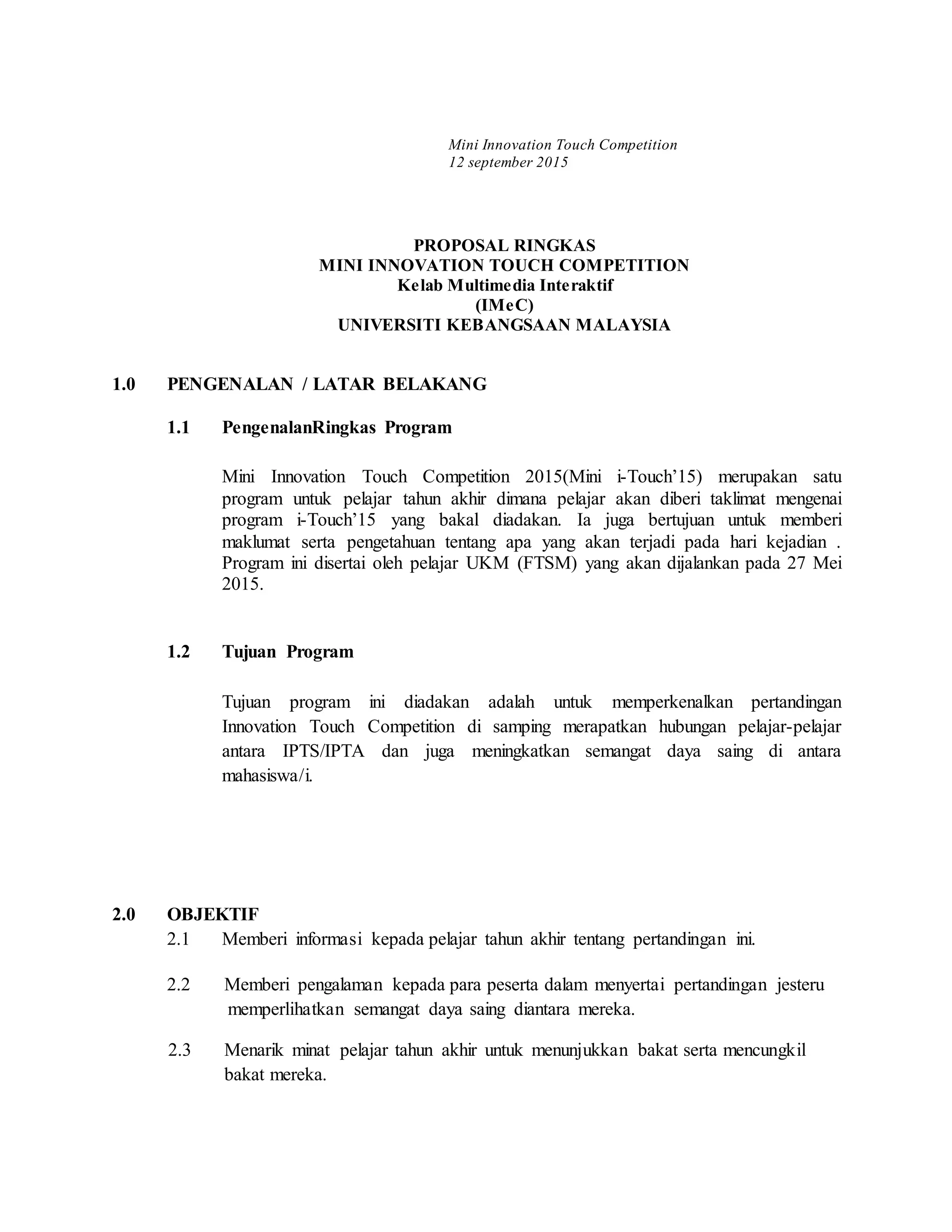 Proposal ringkas mini i.touch | DOCX