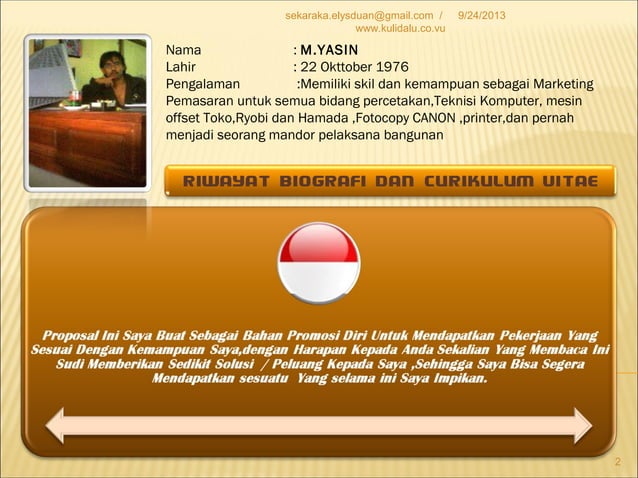 Proposal riwayat hidup untuk mendapatkan pekerjaan | PPT