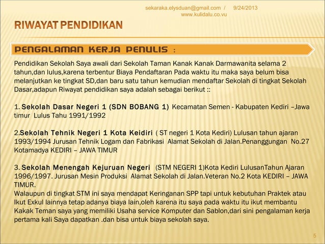 Proposal riwayat hidup untuk mendapatkan pekerjaan | PPT