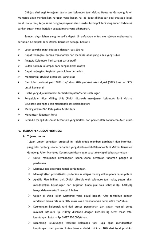 Proposal Alat Pertaniaan RIce Milling Uni (RMU) | DOCX