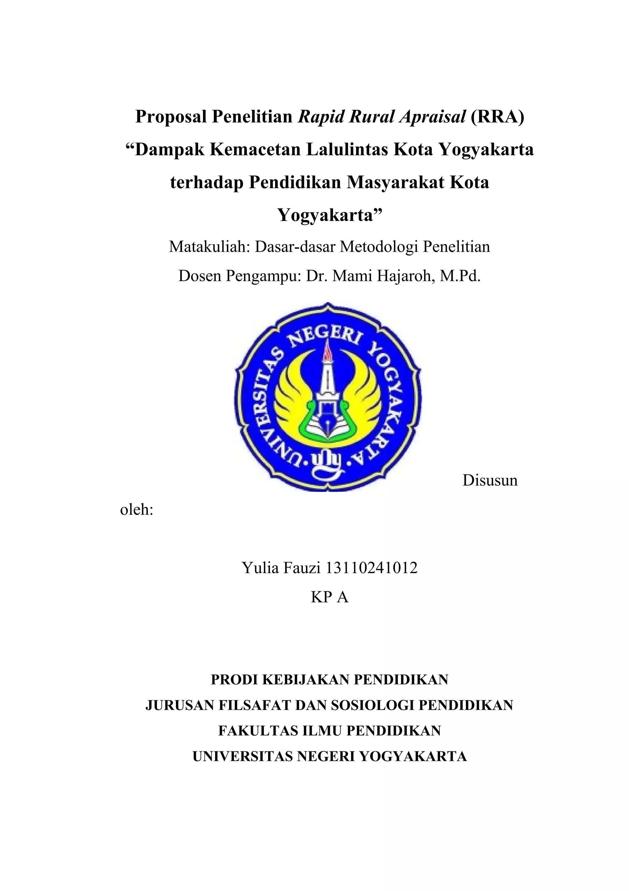 Contoh Proposal RRA (Rapid Rural Appraisal) | DOC