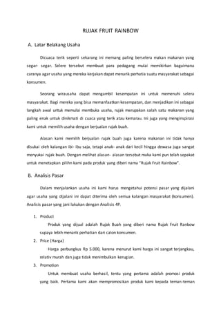 Proposal rujak fruit rainbow | DOCX