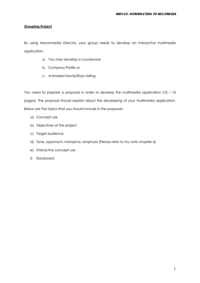 IMD153 Proposal Sample | PDF