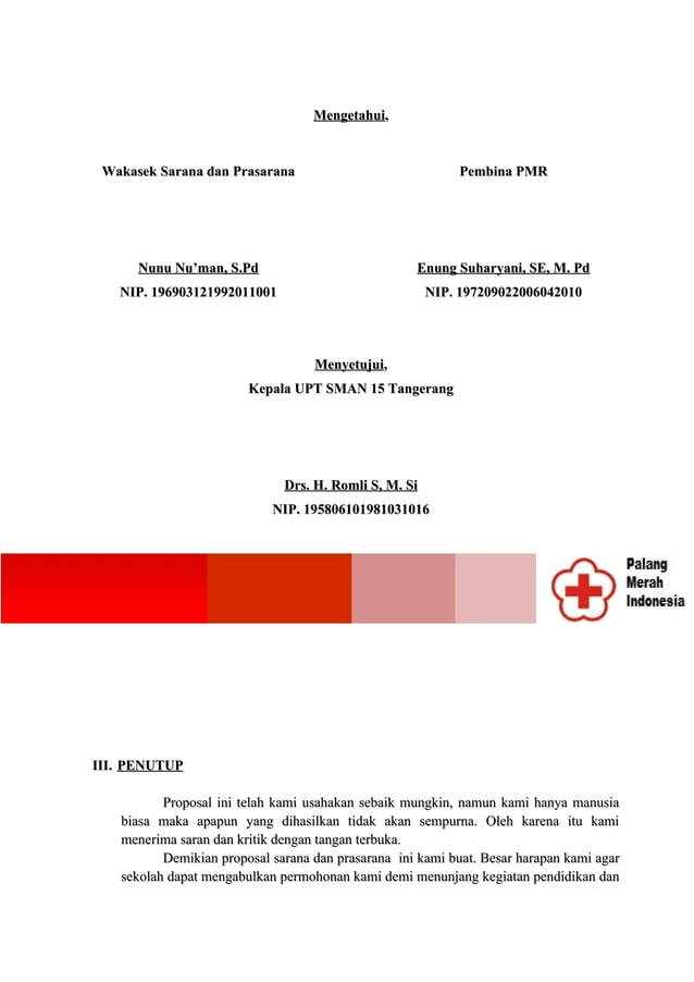 PMR SMA Negeri 15 Tangerang - Proposal Sarana dan Prasarana | PDF