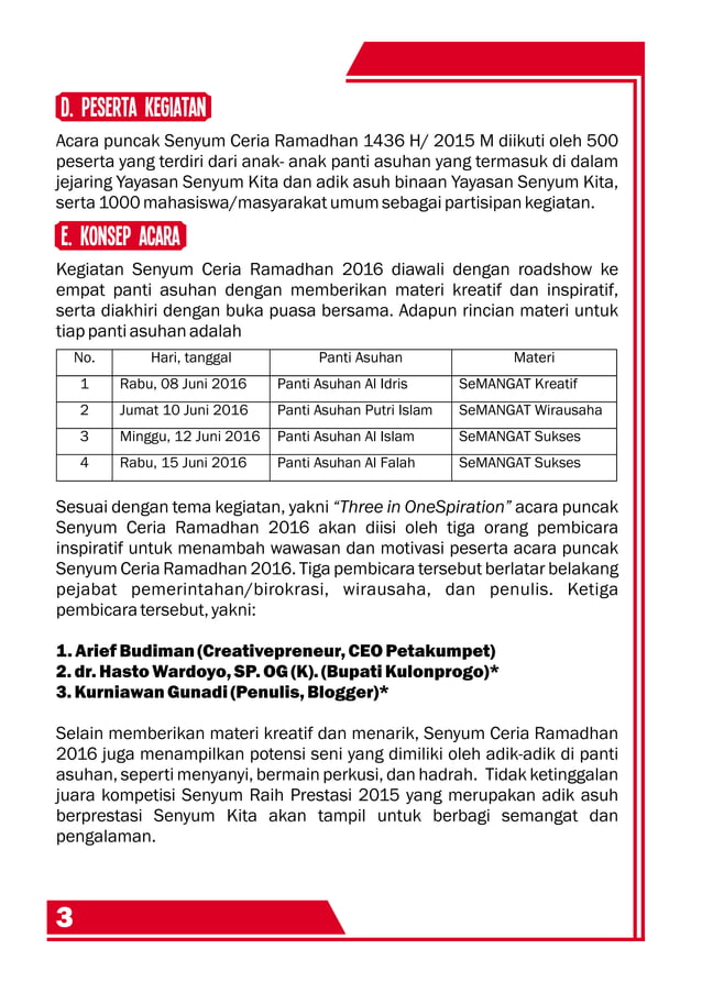 Proposal Senyum Ceria Ramadhan (SCR) 2016 | PDF