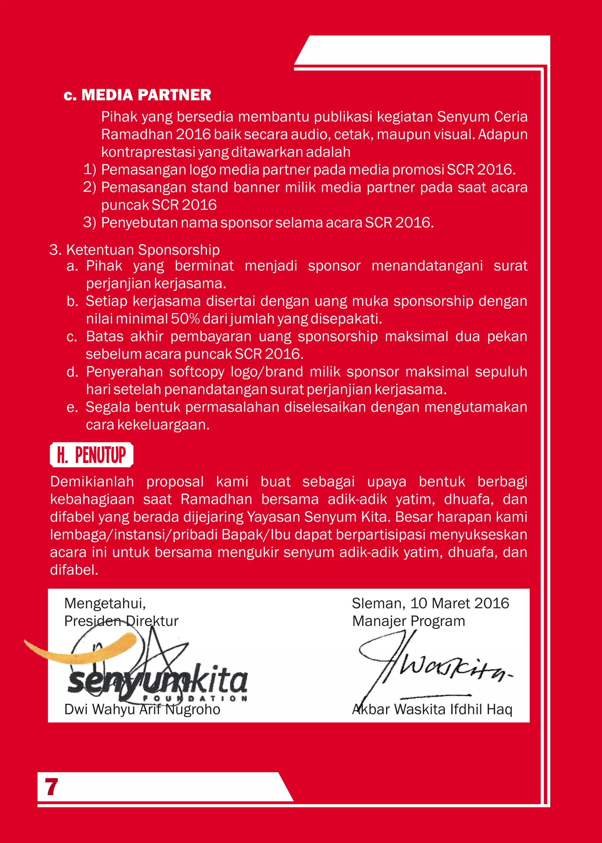 Proposal Senyum Ceria Ramadhan (SCR) Yayasan Senyum Kita | PDF