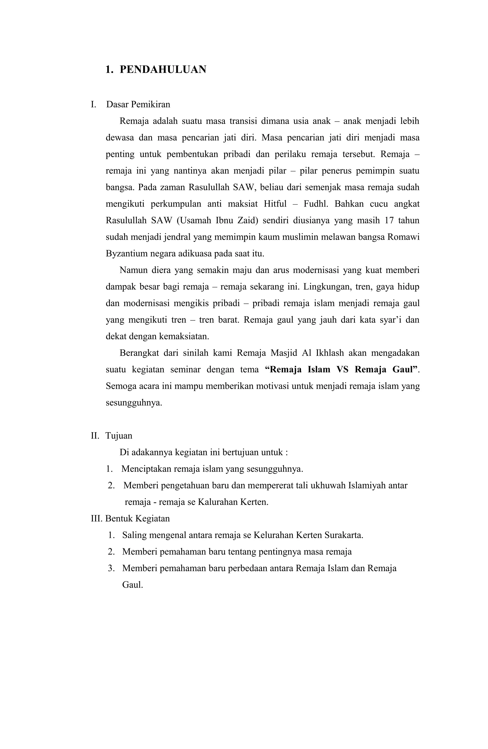 Contoh Proposal seminar remaja | DOC