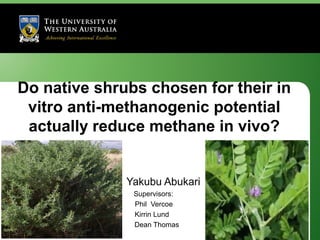 Proposal Seminar on Native Australian Shrubs and GHGs | PPT