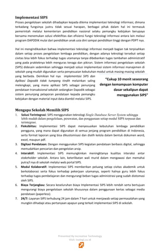 Mengelola Sekolah Menjadi Lebih Mudah Dengan SIPS | PDF