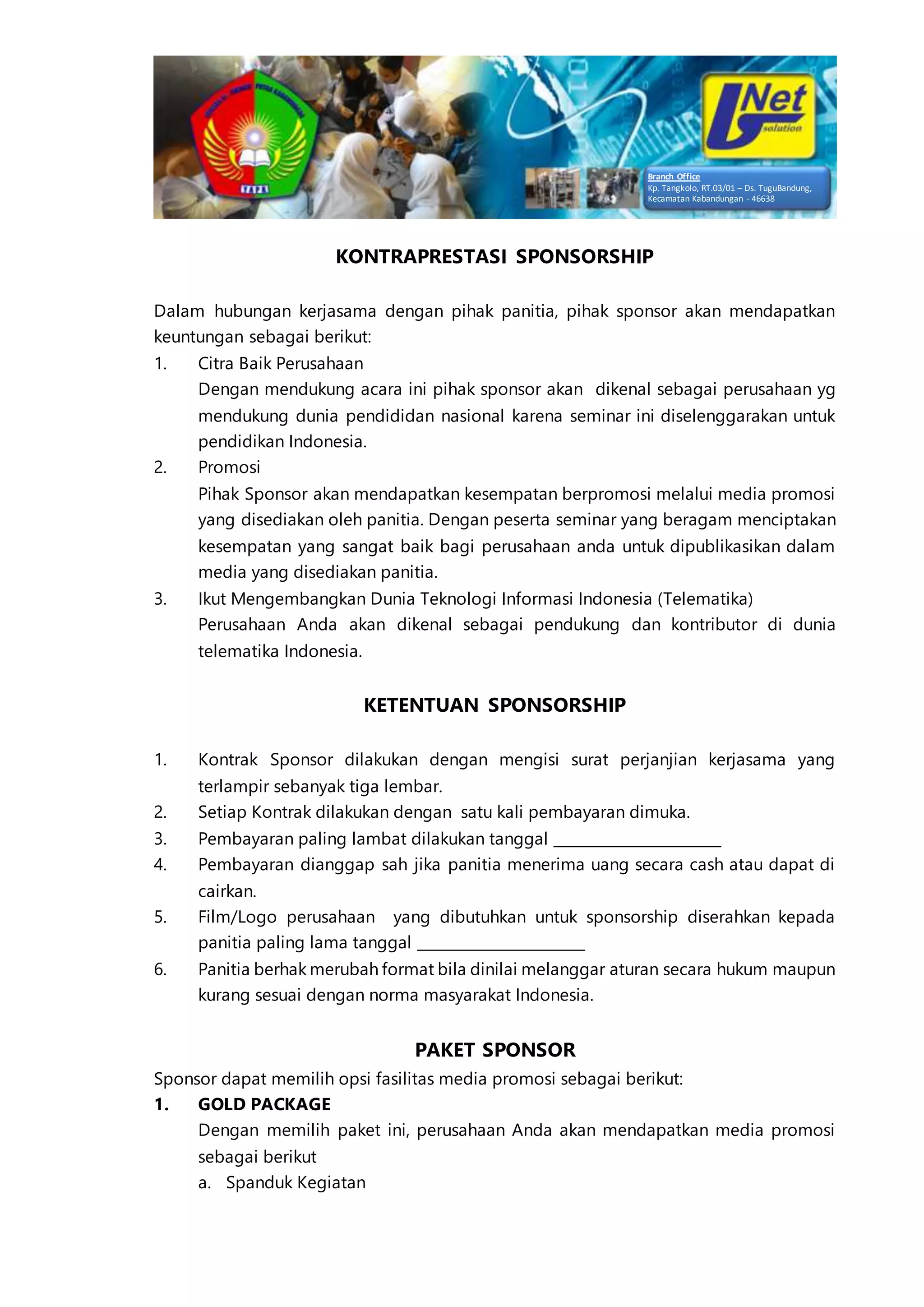 Proposal Sponsorship Workshop Internet | DOCX