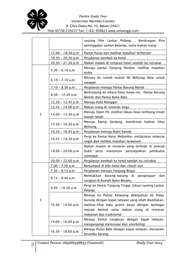 Proposal study tour | DOCX