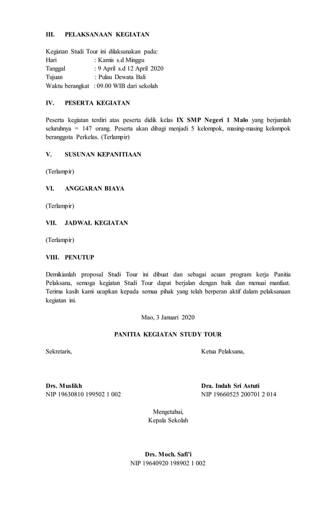 Proposal study tour | DOC