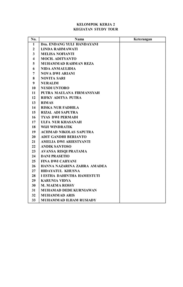 Proposal study tour | DOC