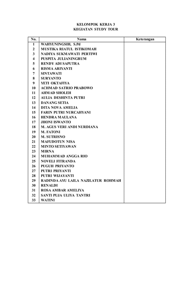 Proposal study tour | DOC